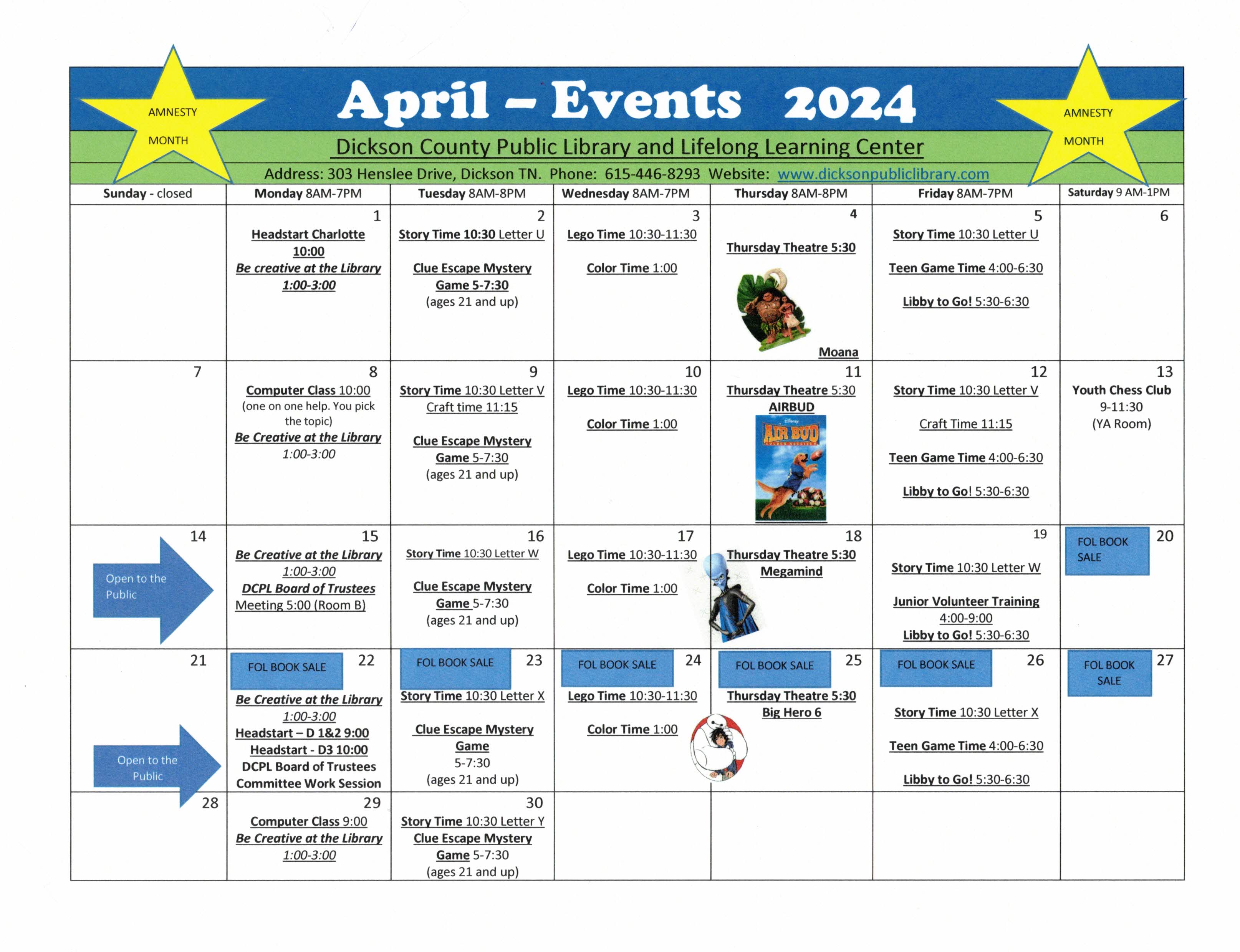 Dickson County Public Library: Calender upload