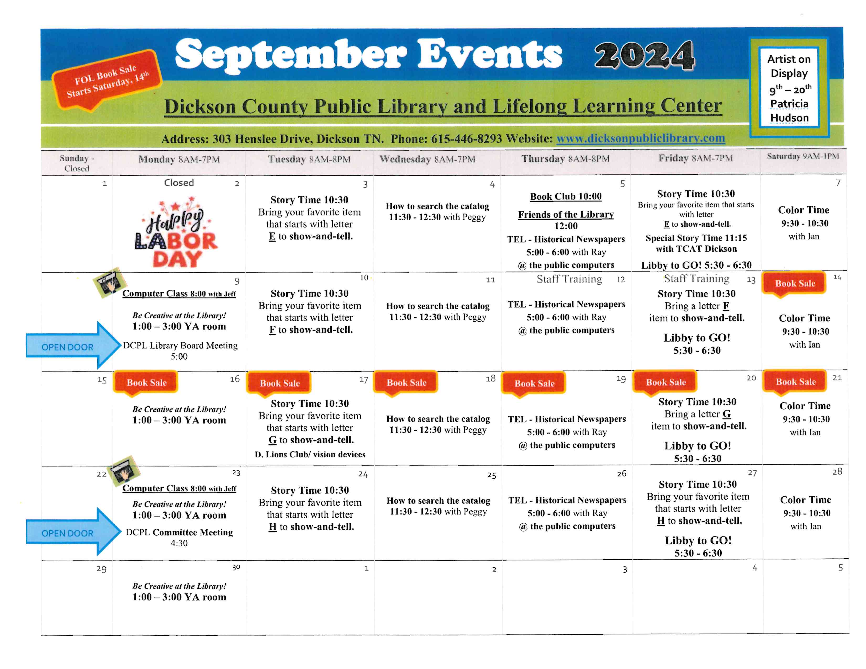 Dickson County Public Library: Calender upload