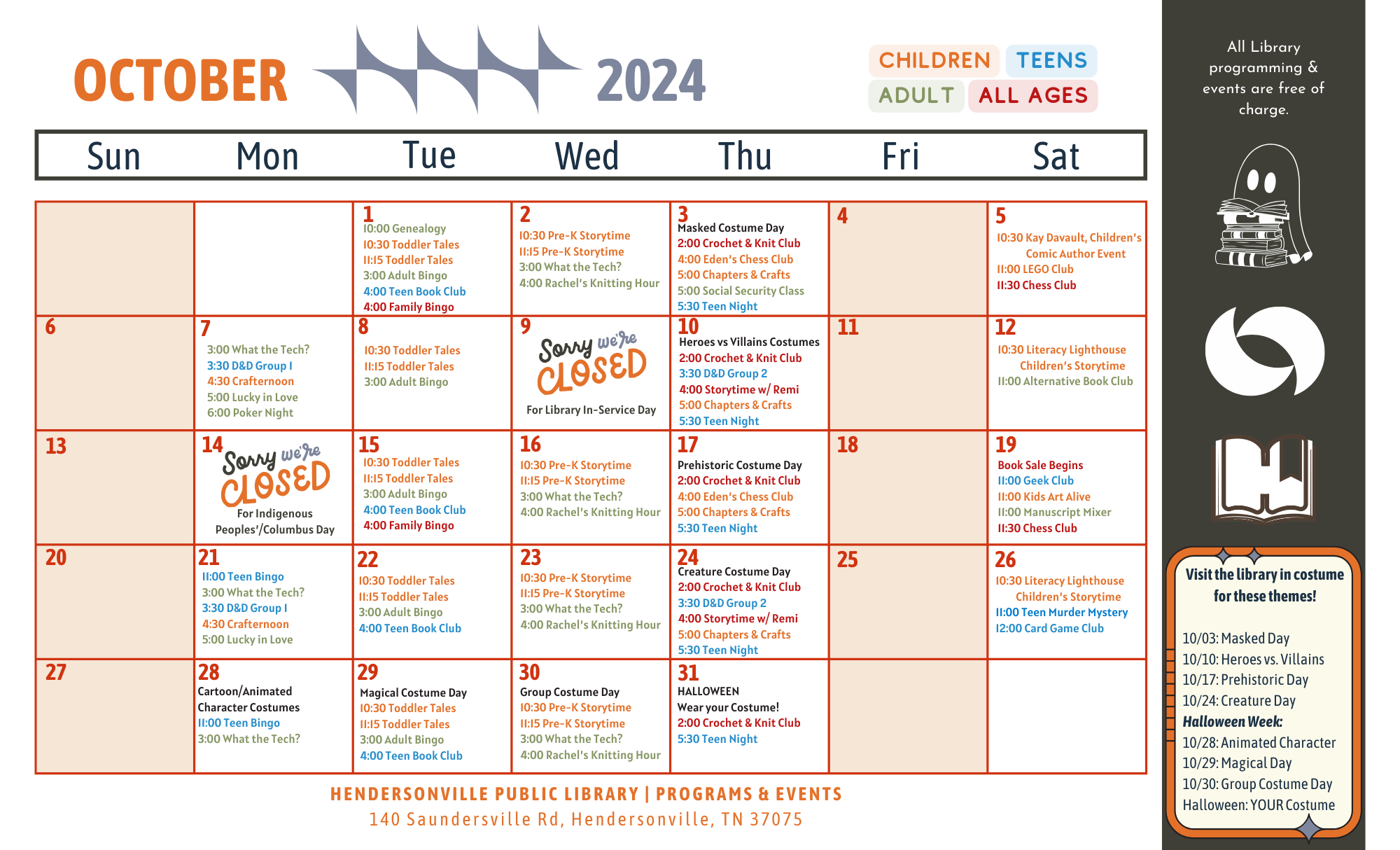 Hendersonville Public Library: Calendar